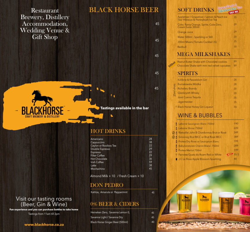 Menu - Black Horse Estate